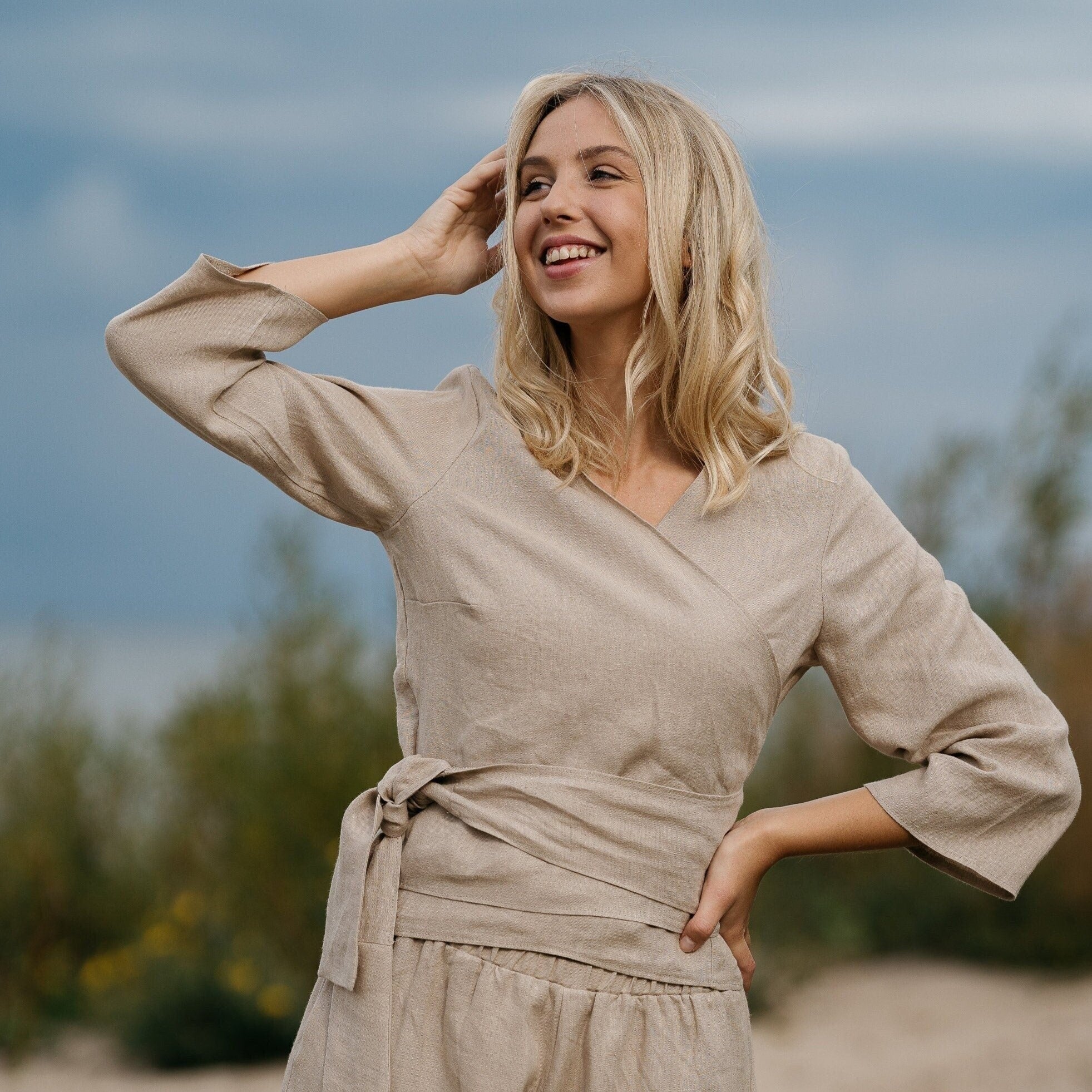 Linen Wrap Top MADEIRA In Natural – DailyLinen